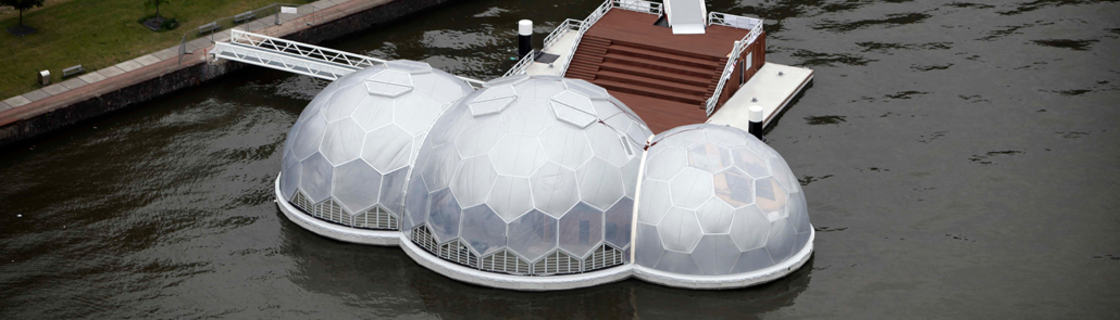 Floating structures protected by EPS and Rocathan Hotspray.